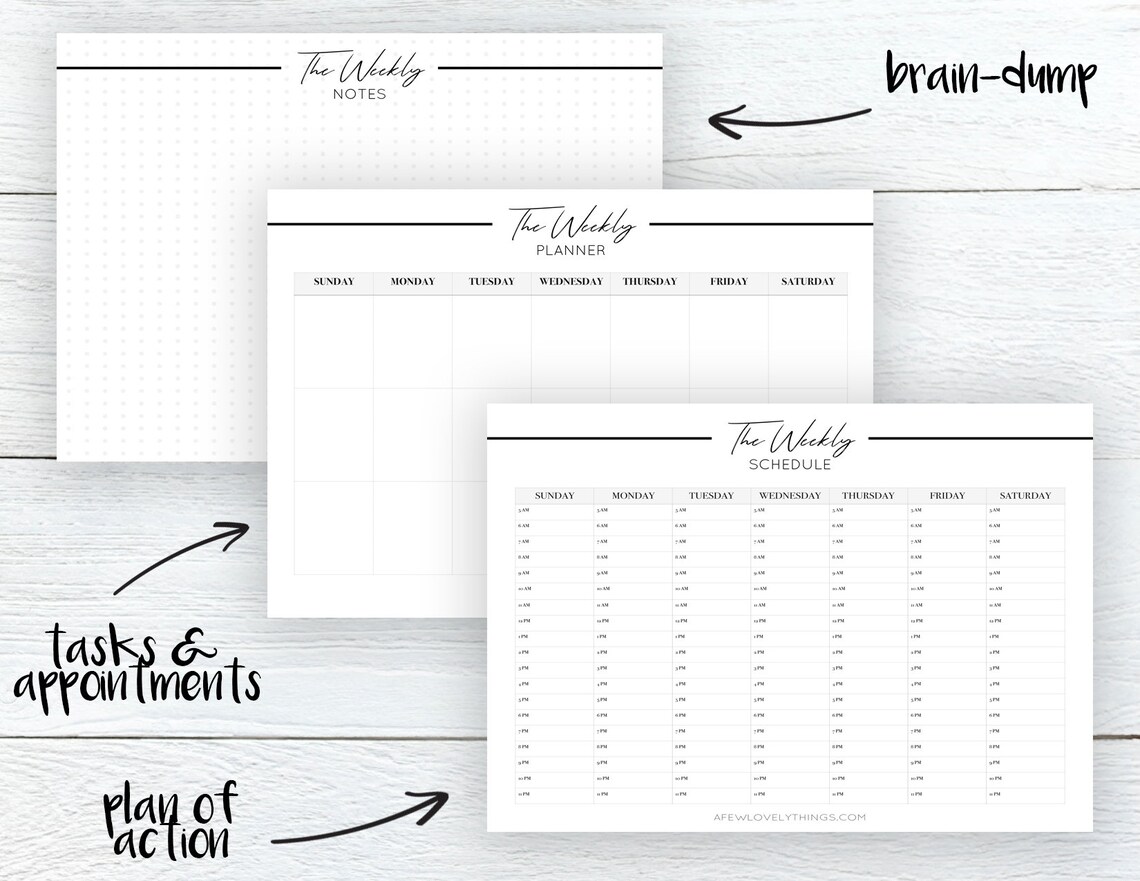 Weekly Planner Printable, Weekly Planner Kit, Printable Planner Inserts ...