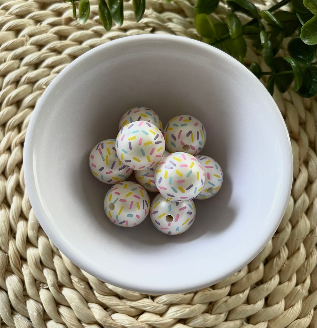 Sprinkles Print Bubblegum Beads, 20mm Chunky Acrylic Bubble Gum Beads ...