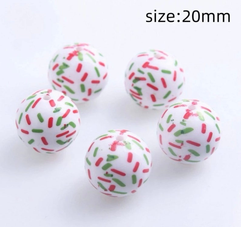 Sprinkles Print Bubblegum Beads, 20mm Chunky Acrylic Bubble Gum Beads ...