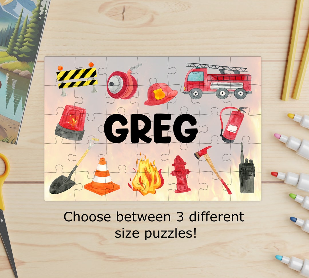 Personalized Firefighter Puzzle, Kids Puzzle, Kids Gift, Birthday Gift ...