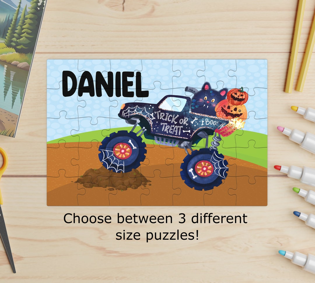 Personalized Monster Truck Puzzle, Kids Puzzle, Kids Gift-halloween ...