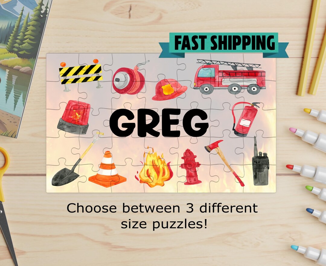 Personalized Firefighter Puzzle, Kids Puzzle, Kids Gift, Birthday Gift ...