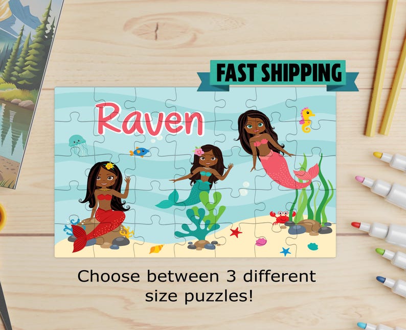 Personalized Mermaid Mini Puzzle, Kids Puzzle, Kids Gift, Birthday Gift ...