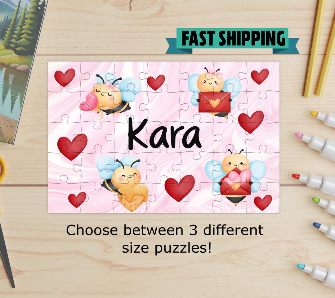 Personalized Bumble Bee Puzzle, Kids Puzzle, Kids Gift, Valentines Bees ...