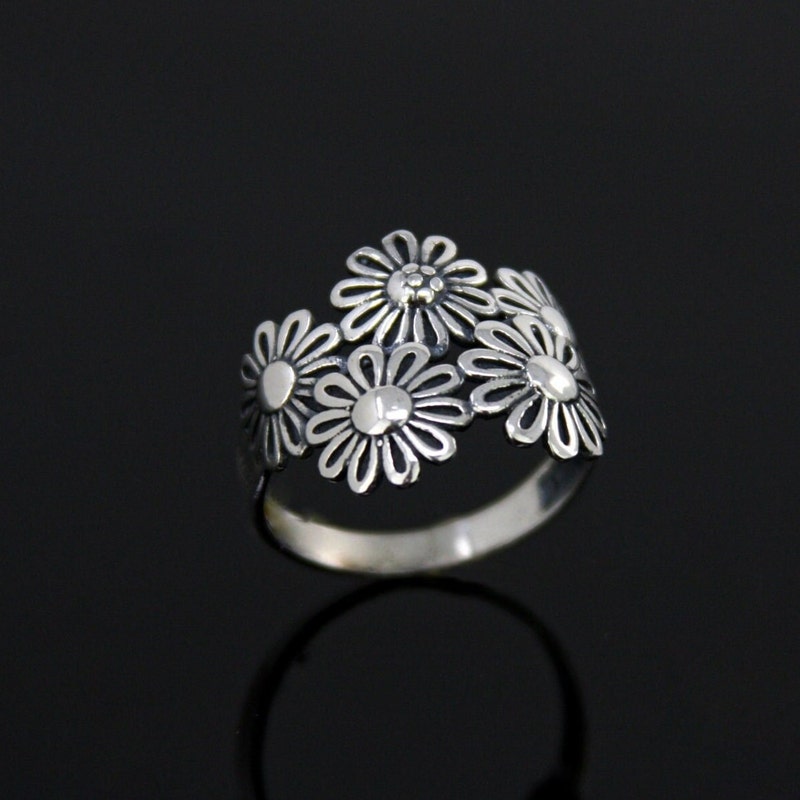 Silver Flower Ring - Etsy