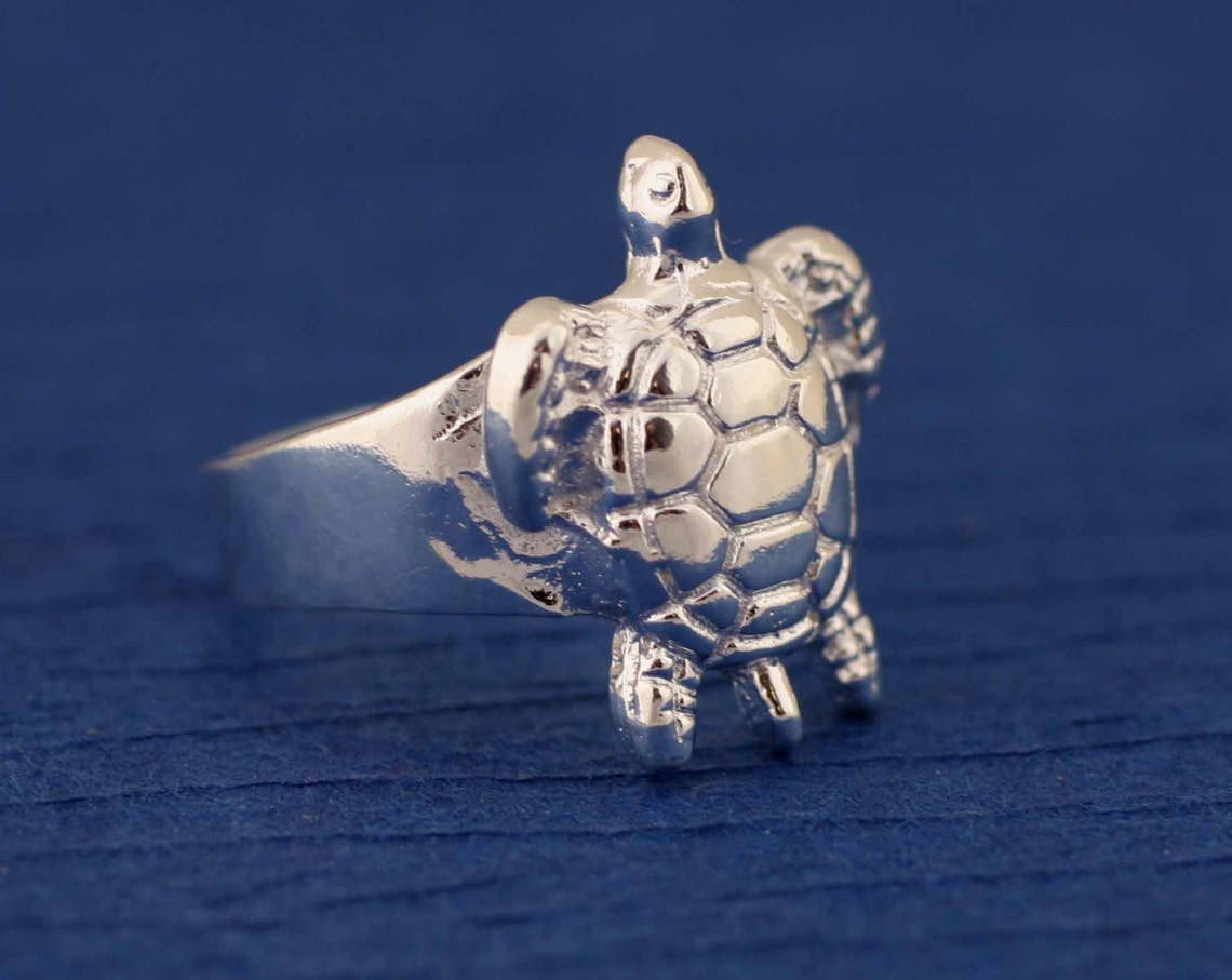 Sterling Silver Turtle Ring, Solid 925 Sterling Silver Turtle Ring ...