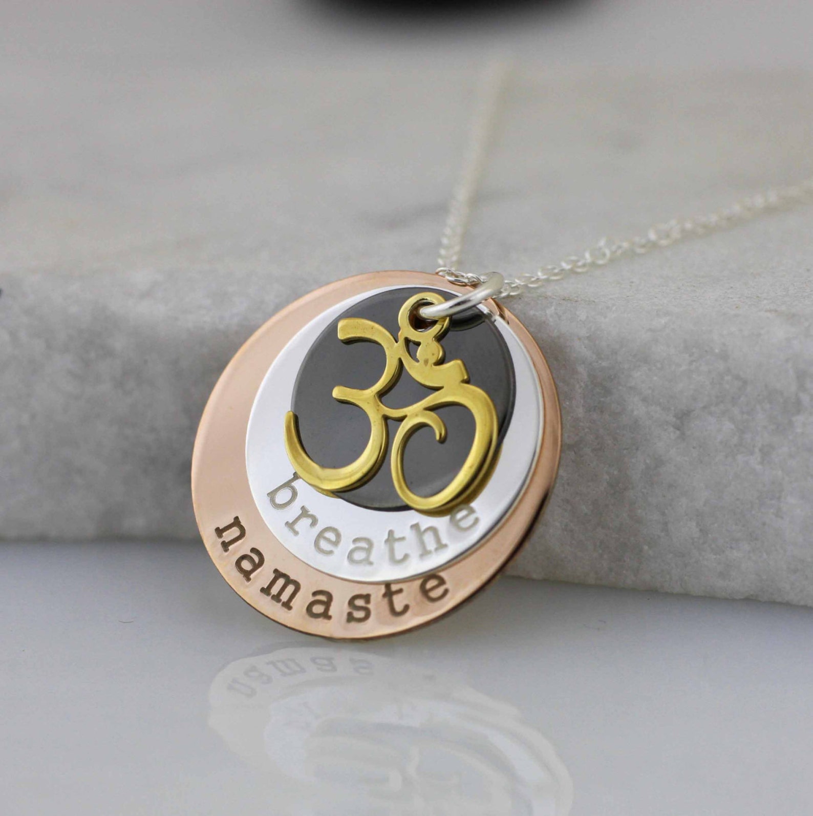 Namaste Necklace Sterling Silver Namaste Necklace Silver Tri - Etsy