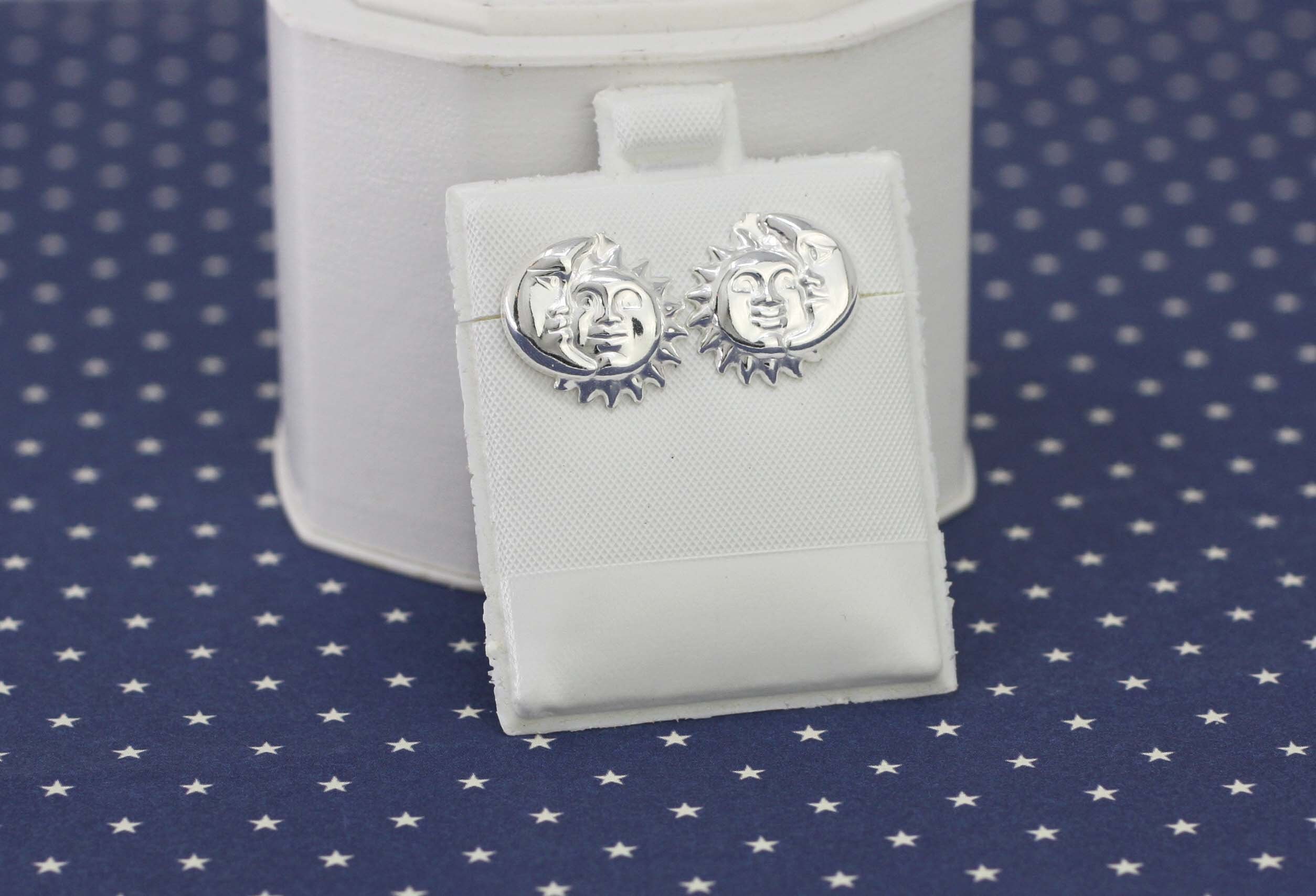 Sterling Silver Eclipse Stud Earrings Silver Celestial Stud - Etsy