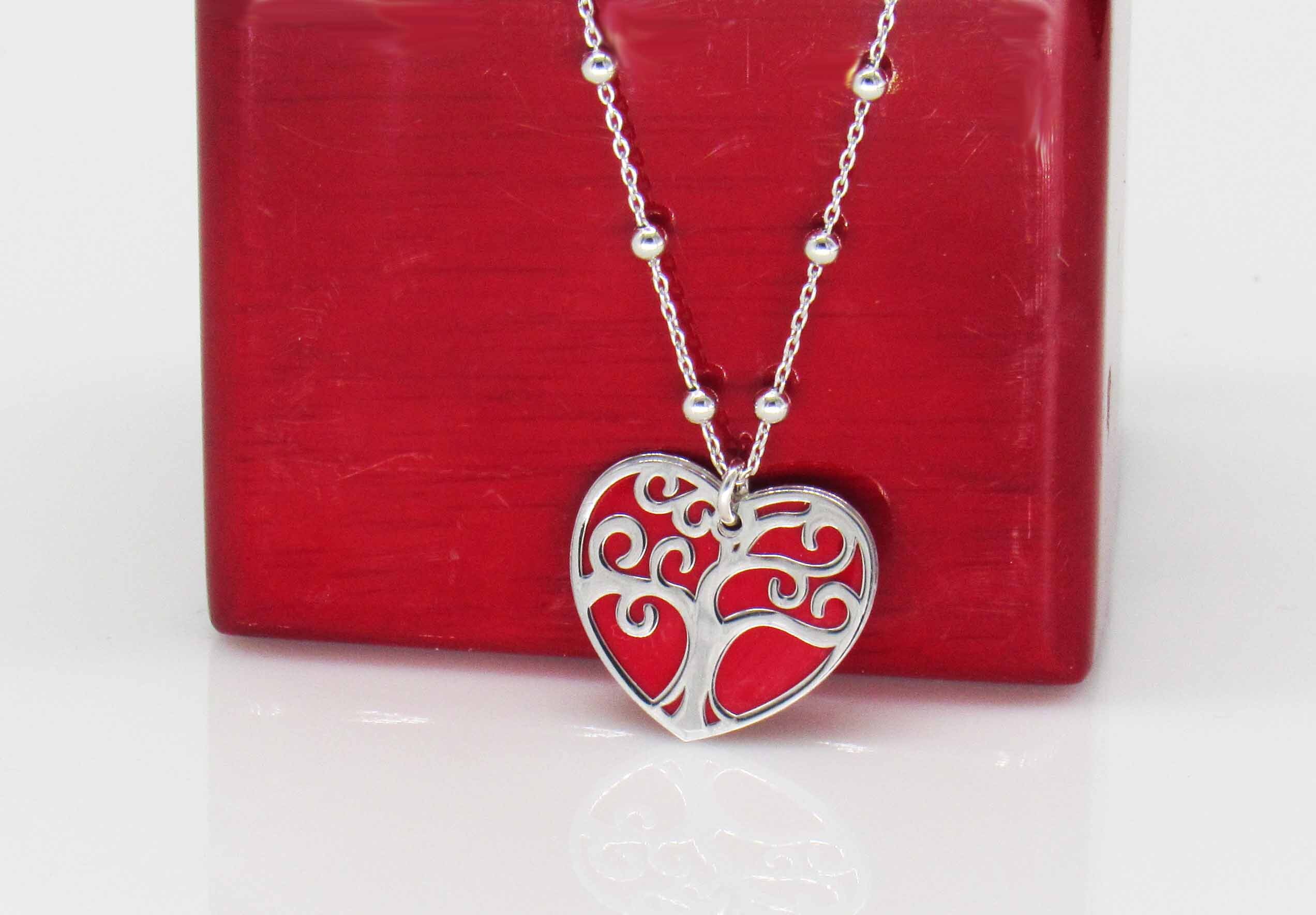 Sterling Silver Heart Necklace, Silver Tree of Life Necklace, Tree of ...
