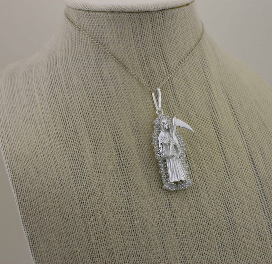 Sterling Silver Grim Reaper Necklace Silver Solid Santa - Etsy