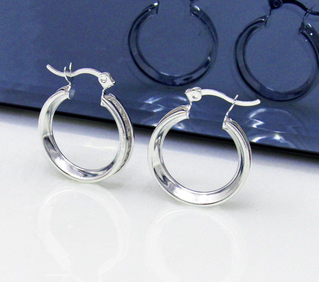 Sterling Silver Cz Hoop Earrings, Sterling Silver Jordan Hoop Earrings ...