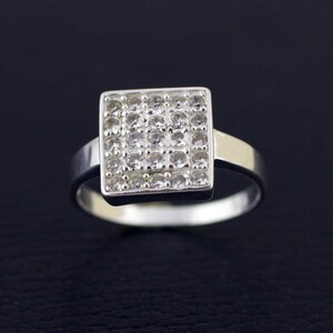 Sterling Silver Square Ring With CZ, Silver Woman Ring With 25 Cubic ...