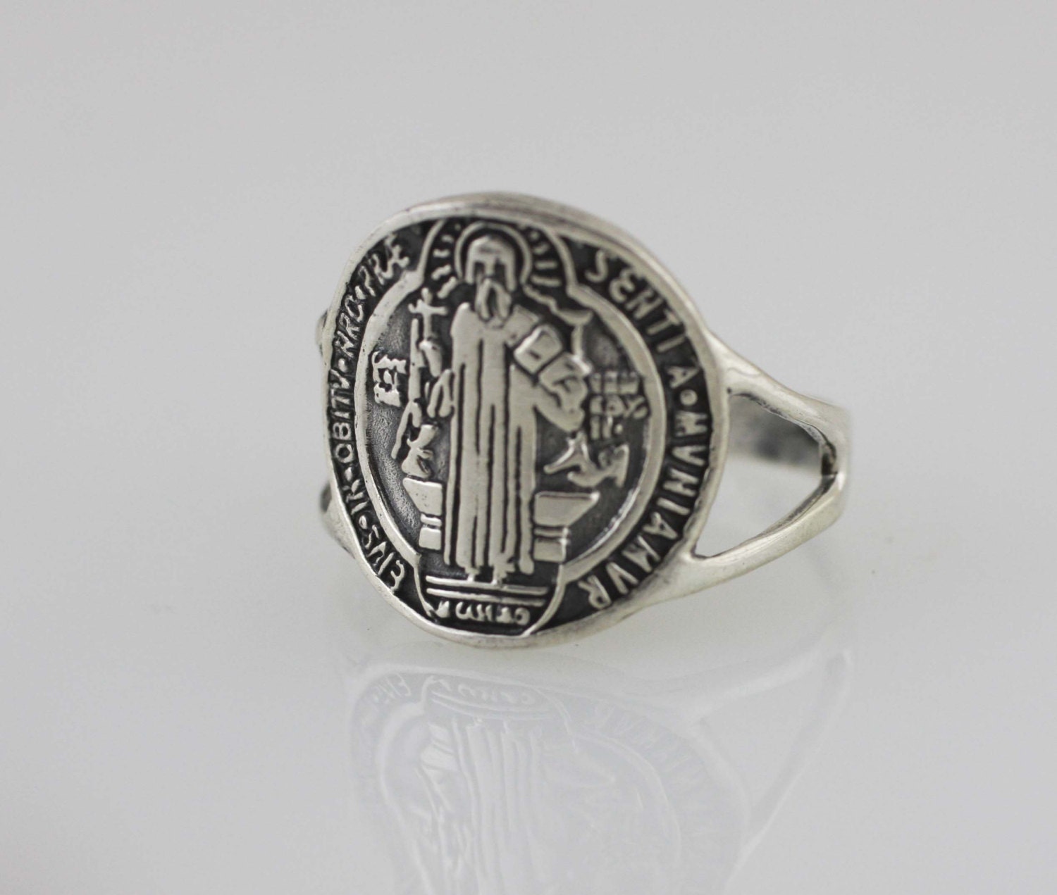 Sterling Silver Saint Benedict Ring, Sterling Silver 925 St. Benedict ...