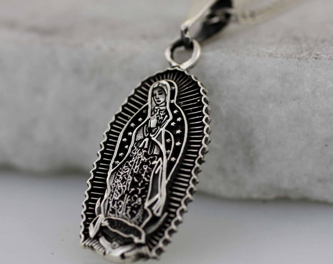 Guadalupe Necklace, Sterling Silver Our Lady of Guadalupe Medal ...