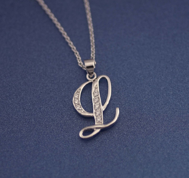Collar de letra L collar inicial de plata de ley collar | Etsy