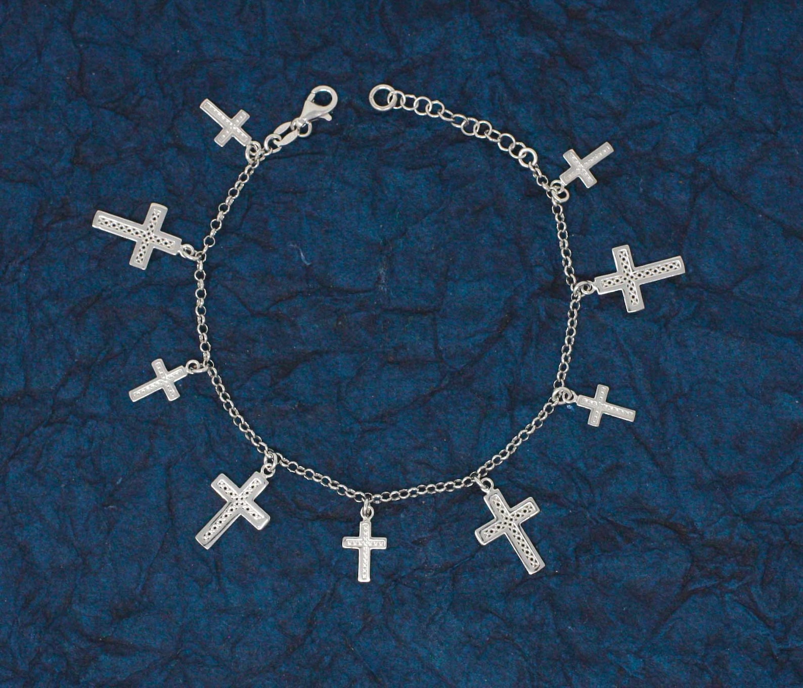 Multi Cross Bracelet, Sterling Silver Christian Charm Bracelet ...