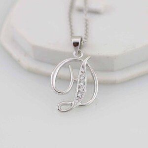 Letter D Necklace, Sterling Silver Initial Necklace, Silver Initial ...