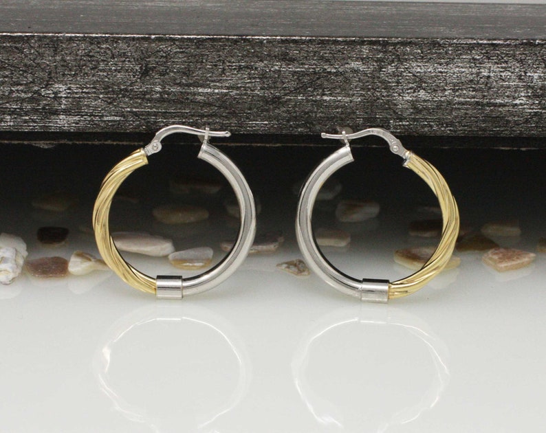 Two Tone Hoop Earrings, Sterling Silver Two Tone Hoop Earrings ...