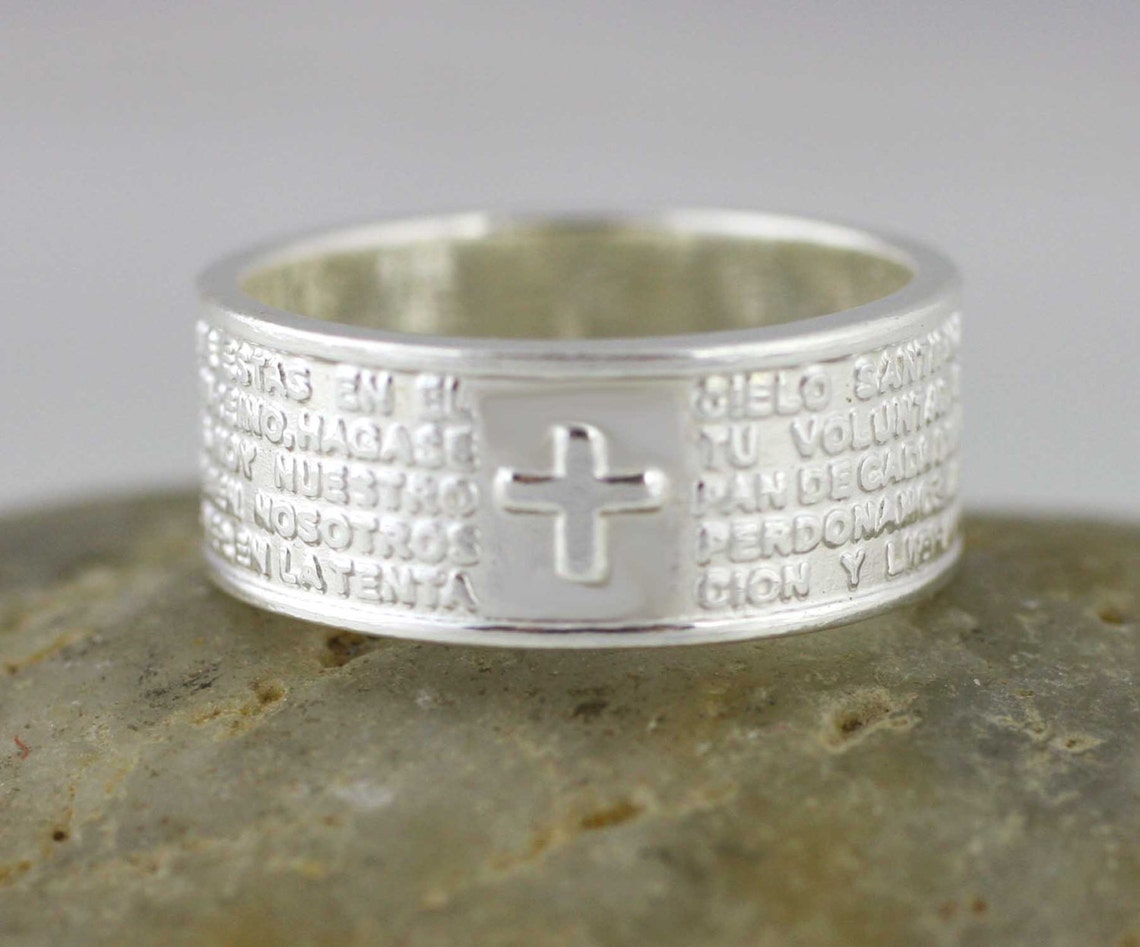 Sterling Silver Our Father Lord Prayer Ring in Spanish - Etsy
