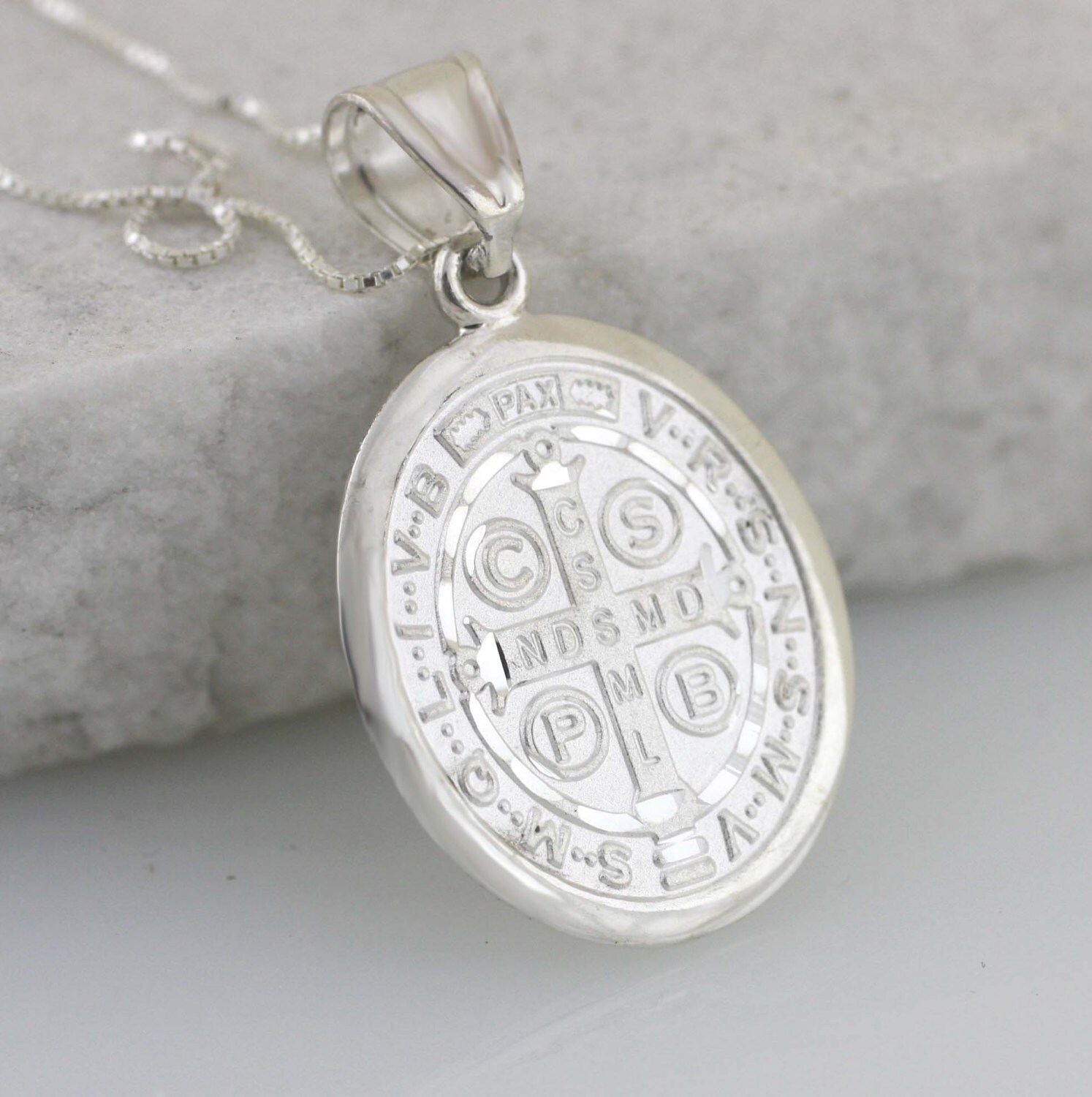 Sterling Silver Saint Benedict Medal Silver Saint Benedict - Etsy