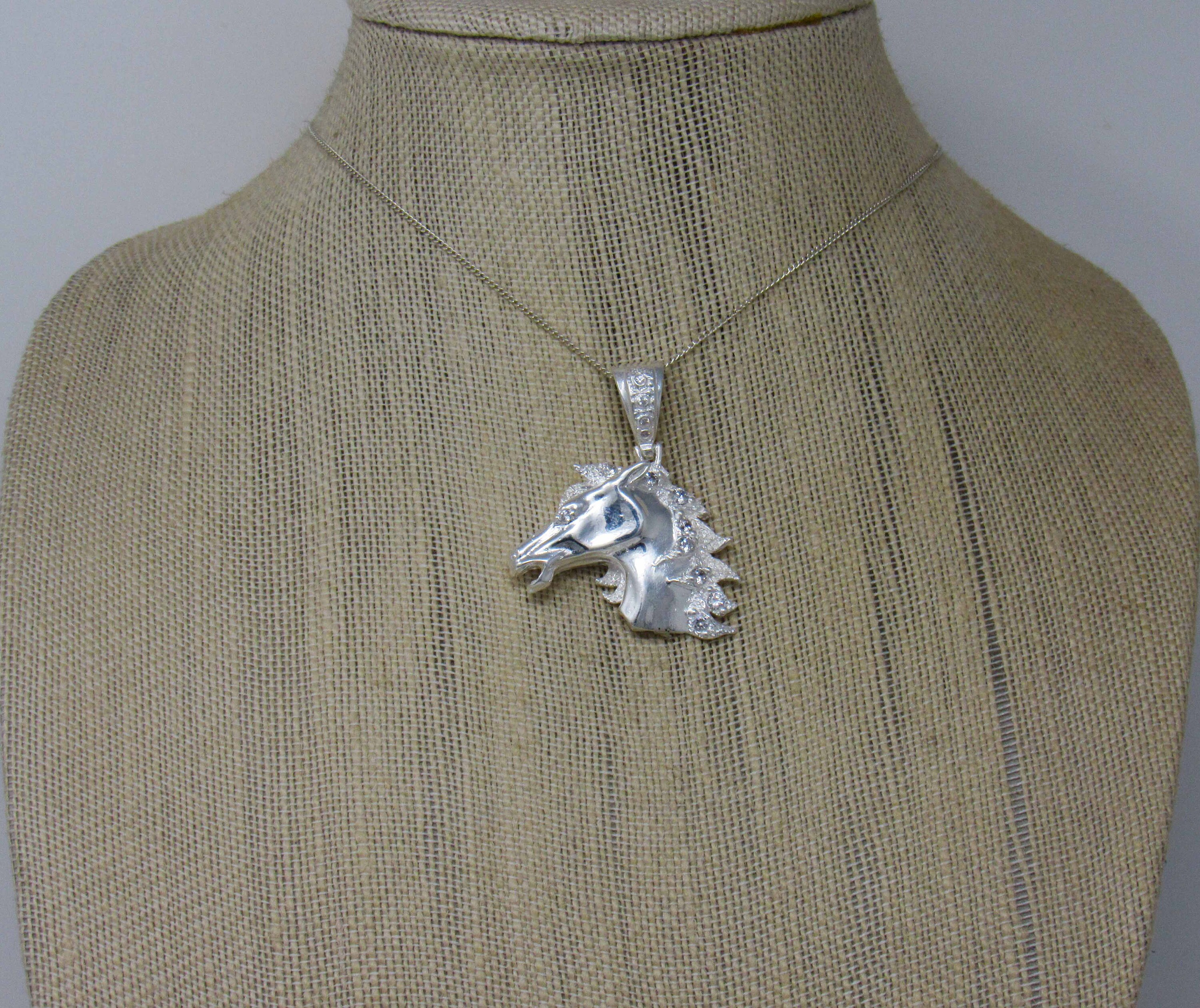 Large Silver Horse Sterling Silver Horse Head Necklace XL | Etsy