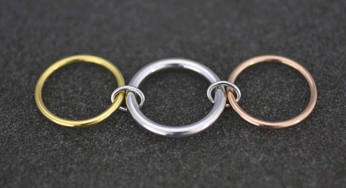 Sterling Silver Trio Ring, Tri Color Ring, Silver Stacking Rings ...