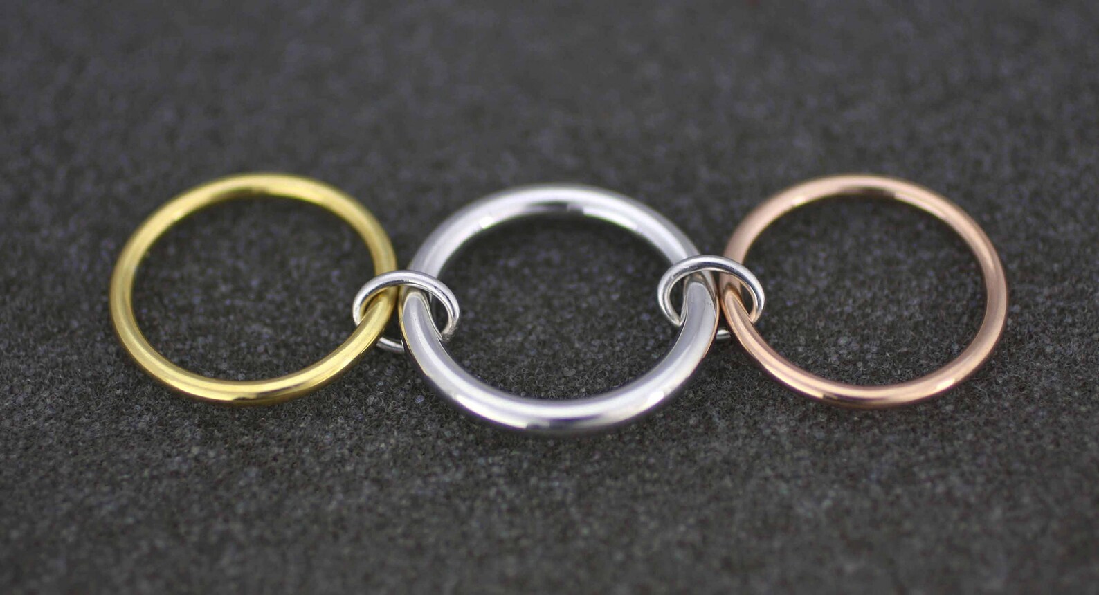 Sterling Silver Trio Ring Tri Color Ring Silver Stacking - Etsy