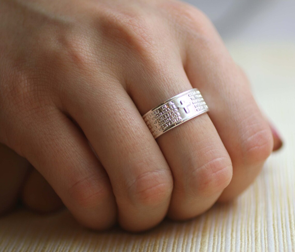Sterling Silver Our Father Lord Prayer Ring in Spanish - Etsy