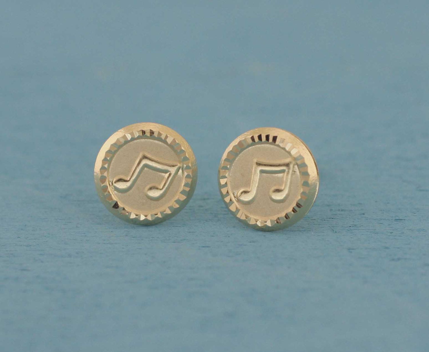 14k Musical Note Stud Earrings 14K Gold Musical Note | Etsy