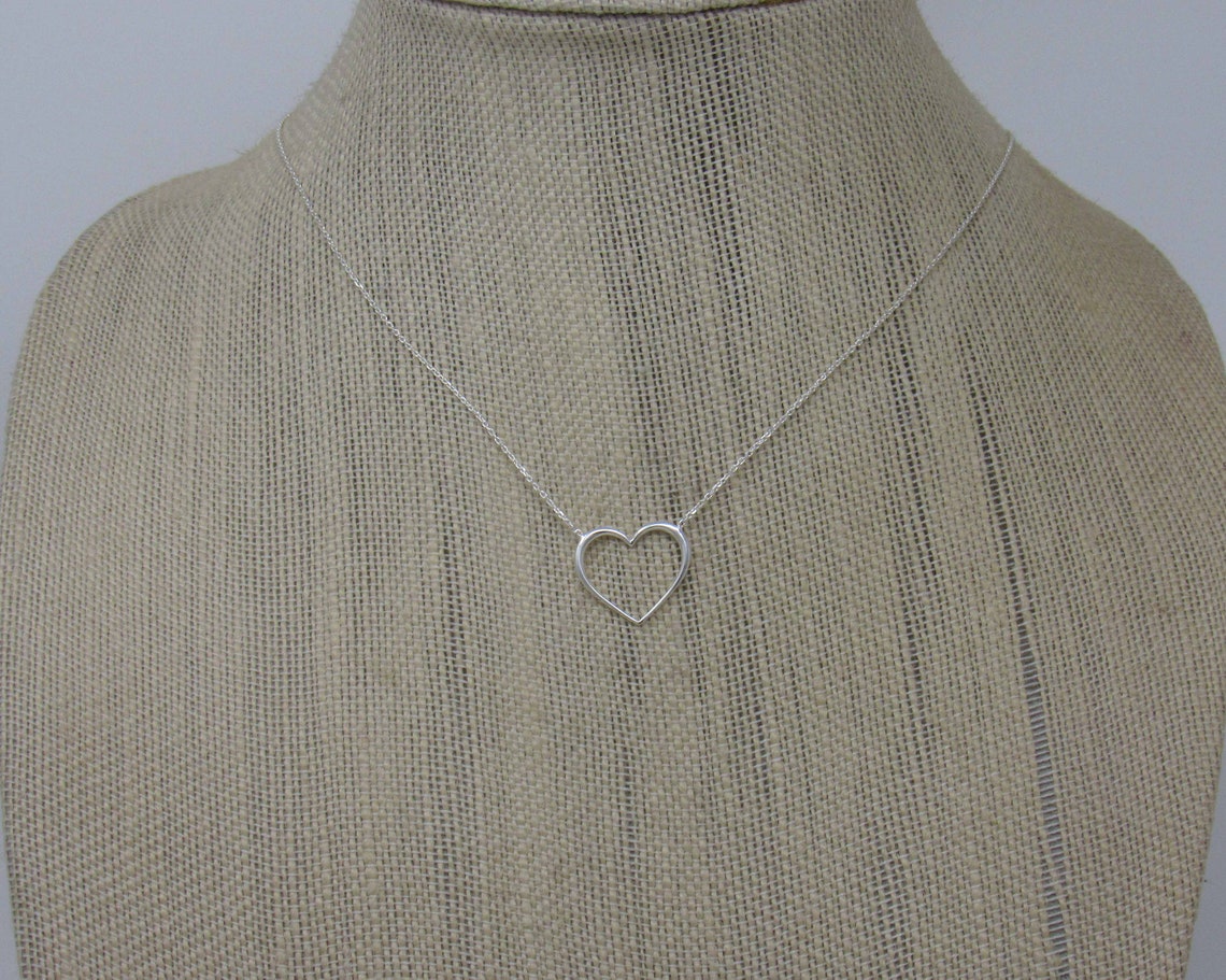 Sterling Silver Heart Necklace, Silver Modern Necklace, Silver Heart ...