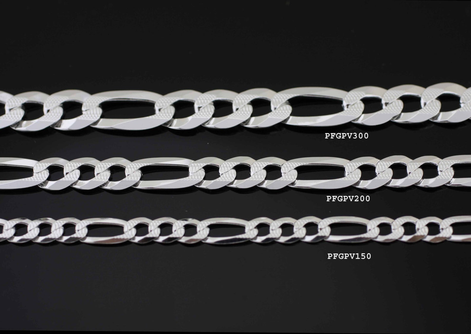 Silver Figaro Chain Sterling Silver Figaro Pave 300 Chain | Etsy