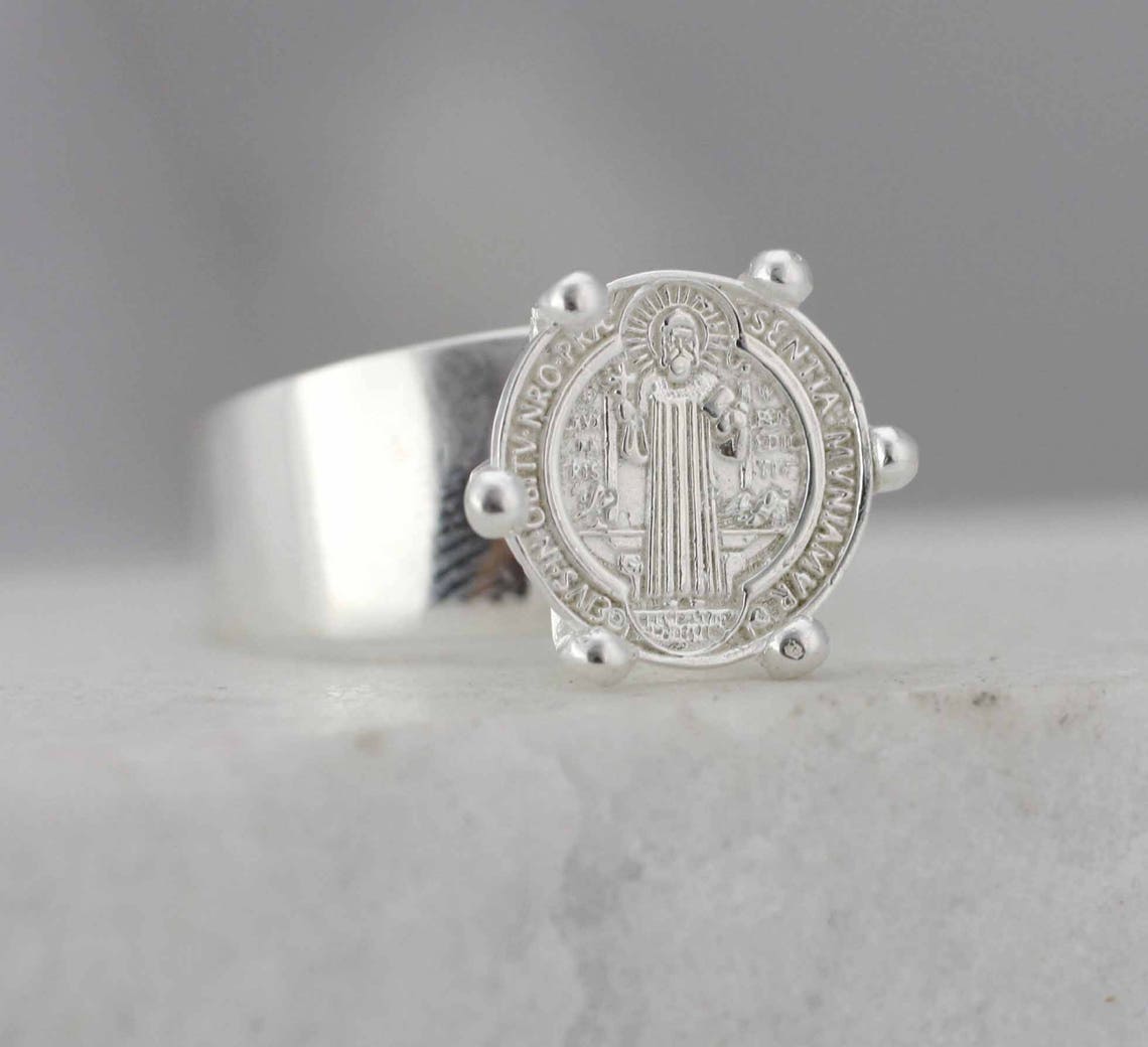 Sterling Silver Saint Benedict Ring, Sterling Silver 925 St. Benedict ...