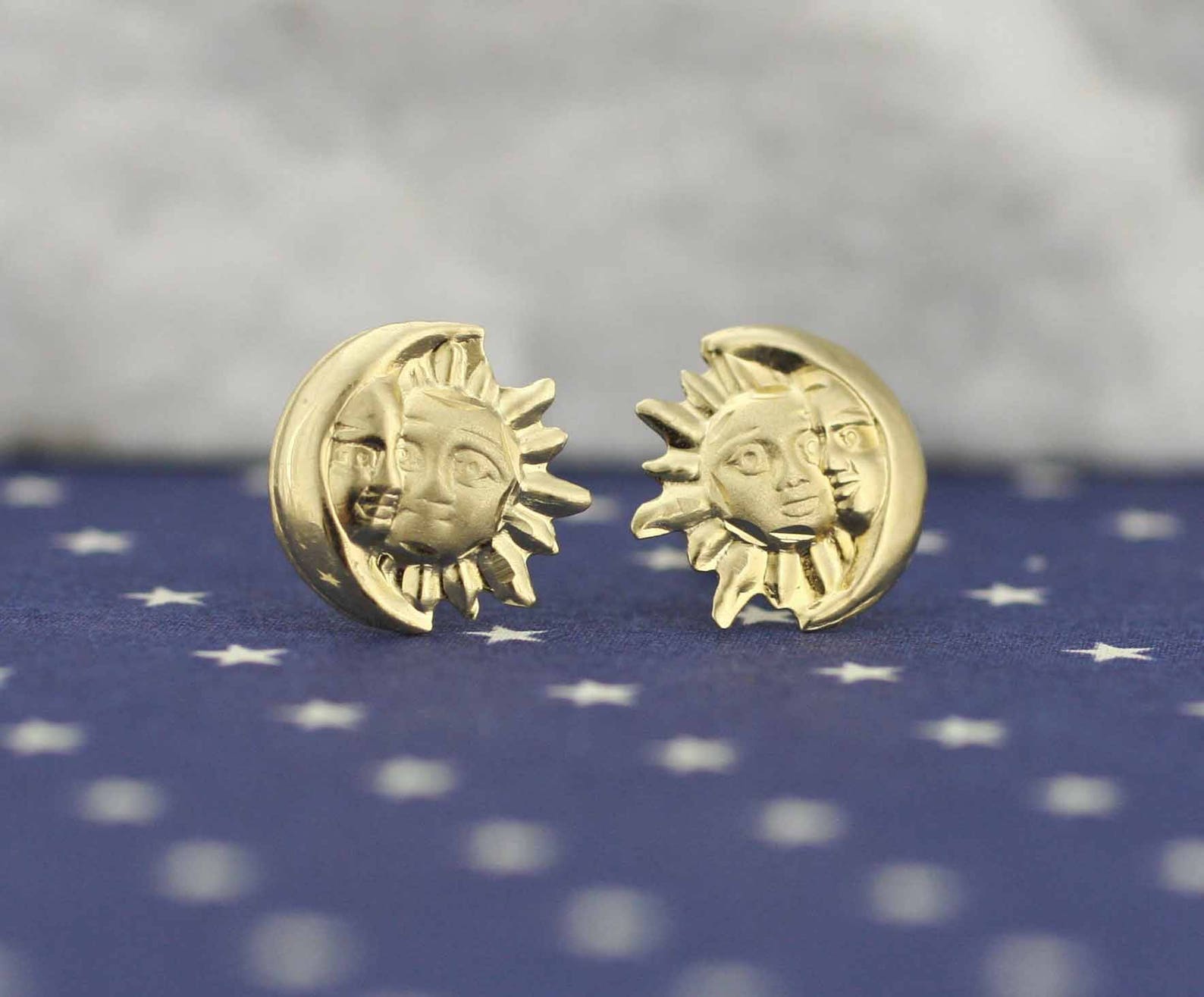 14k Gold Eclipse Stud Earrings 14k Celestial Stud Earrings - Etsy