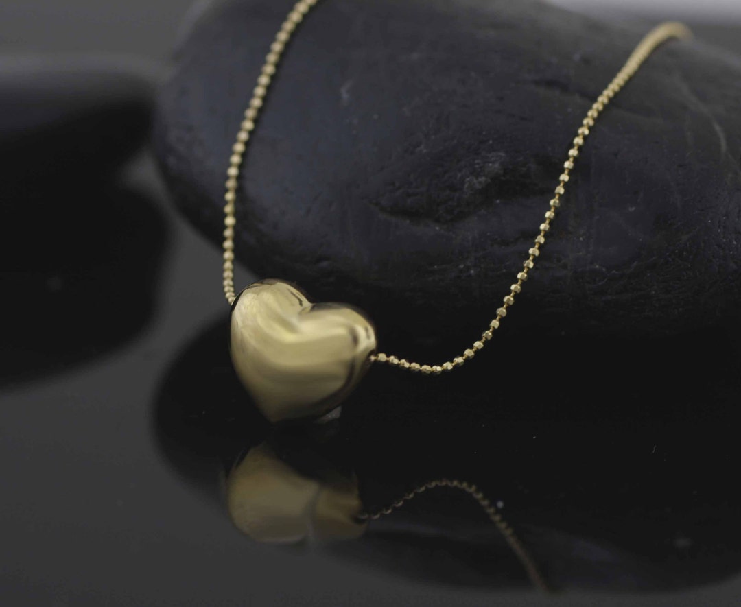 Sterling Silver Heart Necklace, Gold Over Silver Heart Necklace, Modern ...