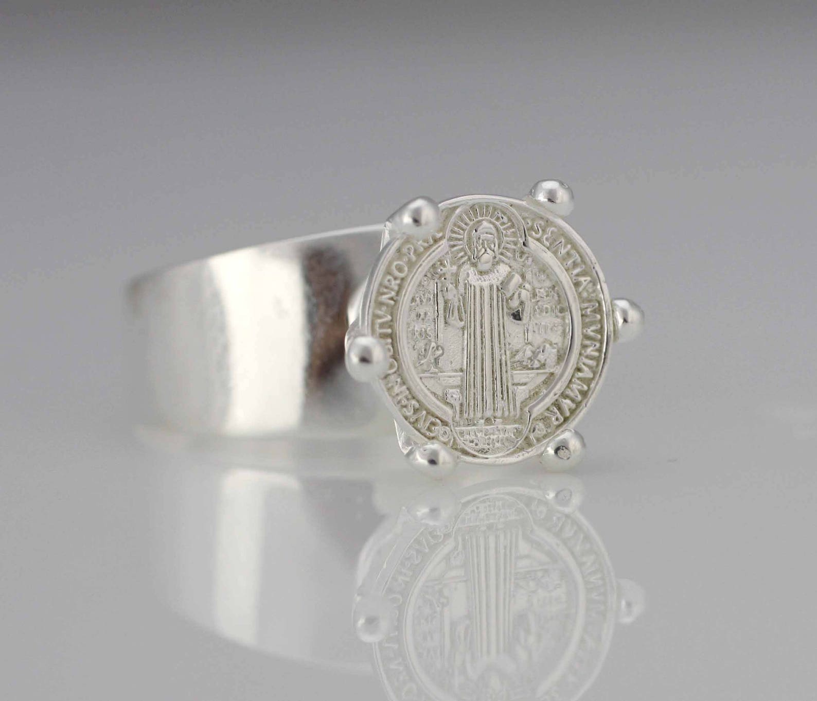Sterling Silver Saint Benedict Ring, Sterling Silver 925 St. Benedict ...