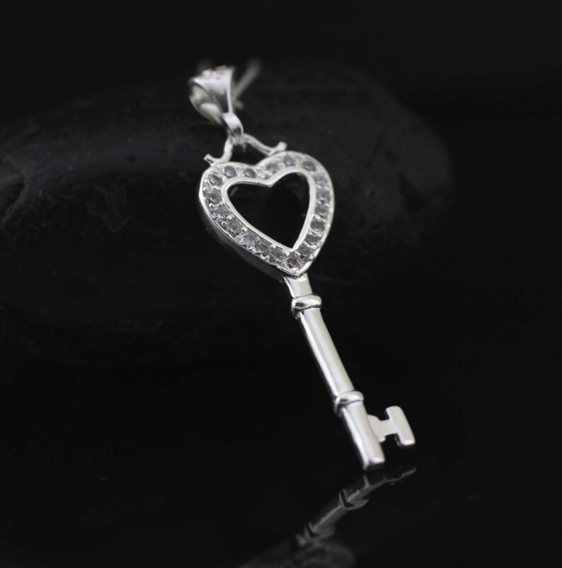 Sterling Silver Key Necklaces Heart Key Necklace Victorian - Etsy