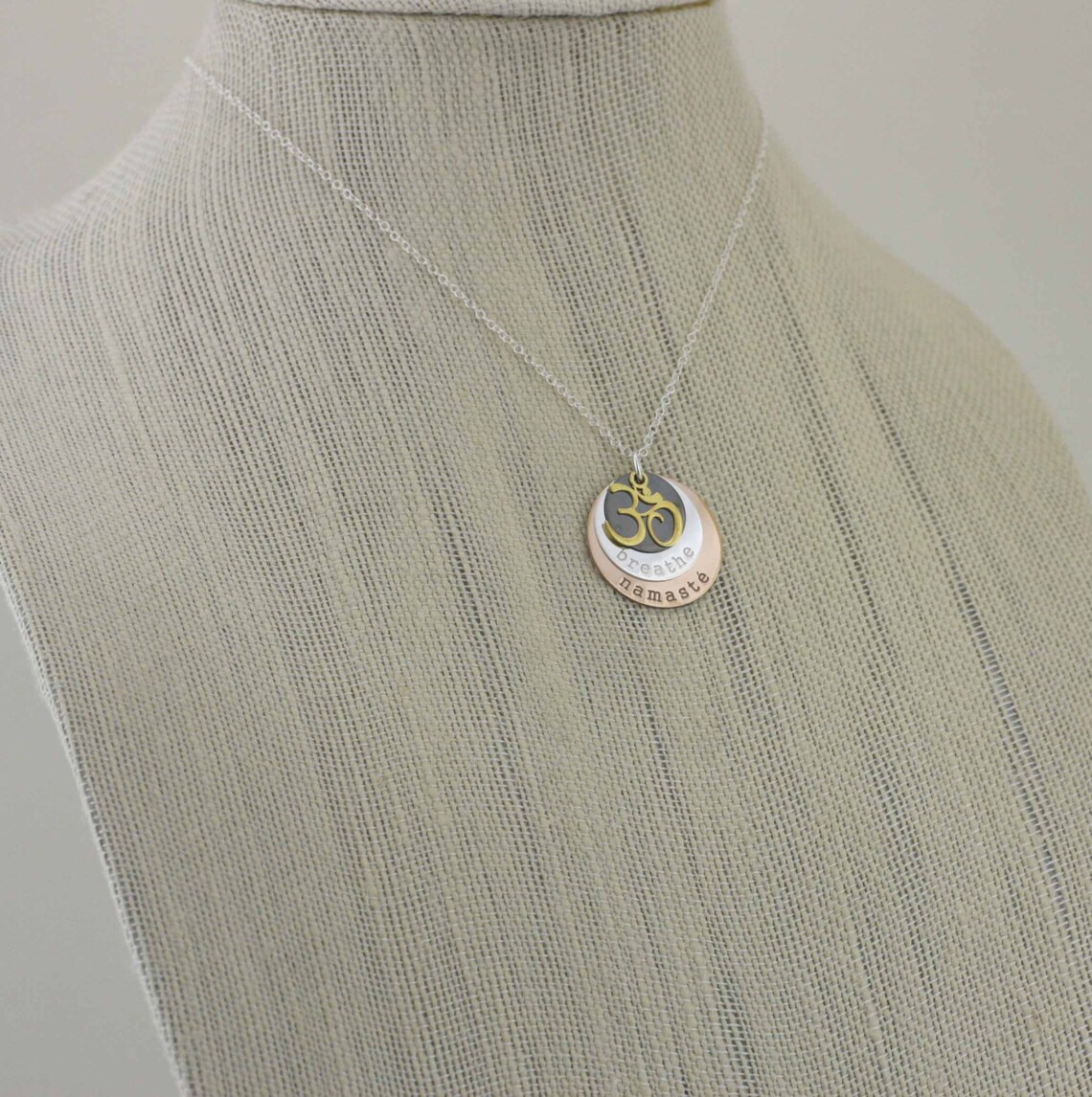 Namaste Necklace Sterling Silver Namaste Necklace Silver Tri - Etsy