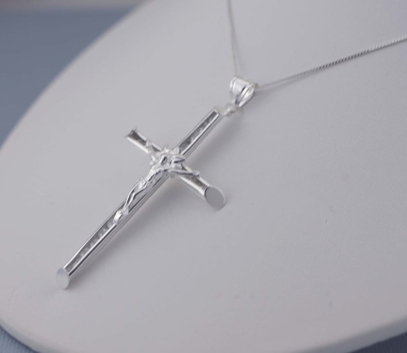 Sterling Silver Cross Necklace Protection Charm Crucifix | Etsy