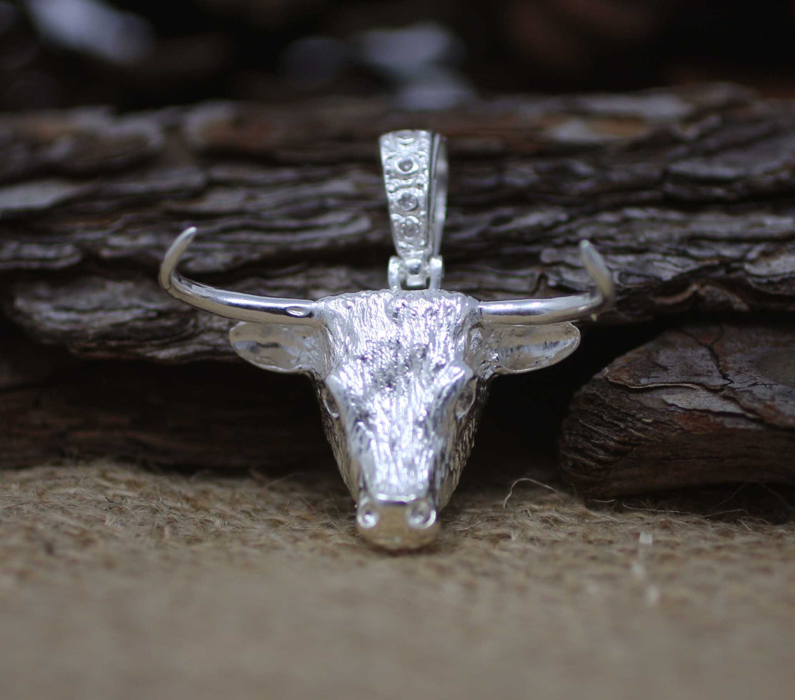 Sterling Silver Bull Head Necklace, Silver Bull Necklace, Large Silver ...