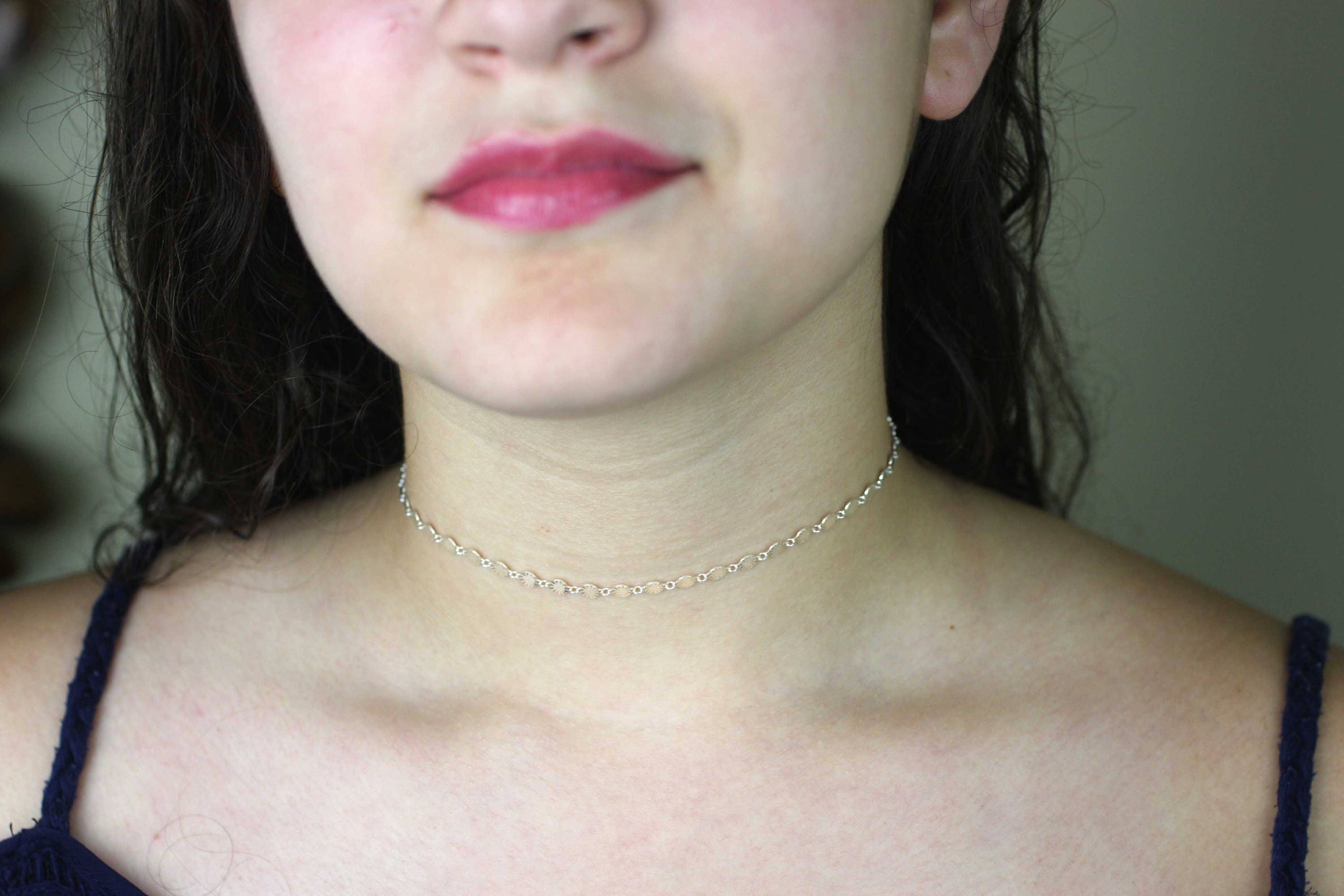 Sterling Silver Choker Necklace Choker Necklace With Sparkly - Etsy