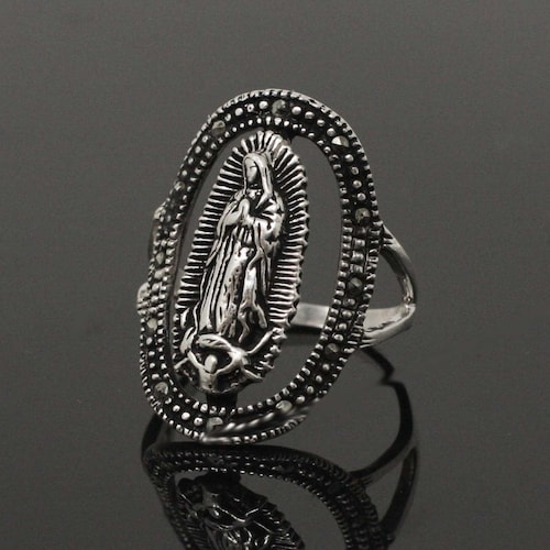 Large Virgin Mary Our Lady of Guadalupe Ring Sterling Silver - Etsy