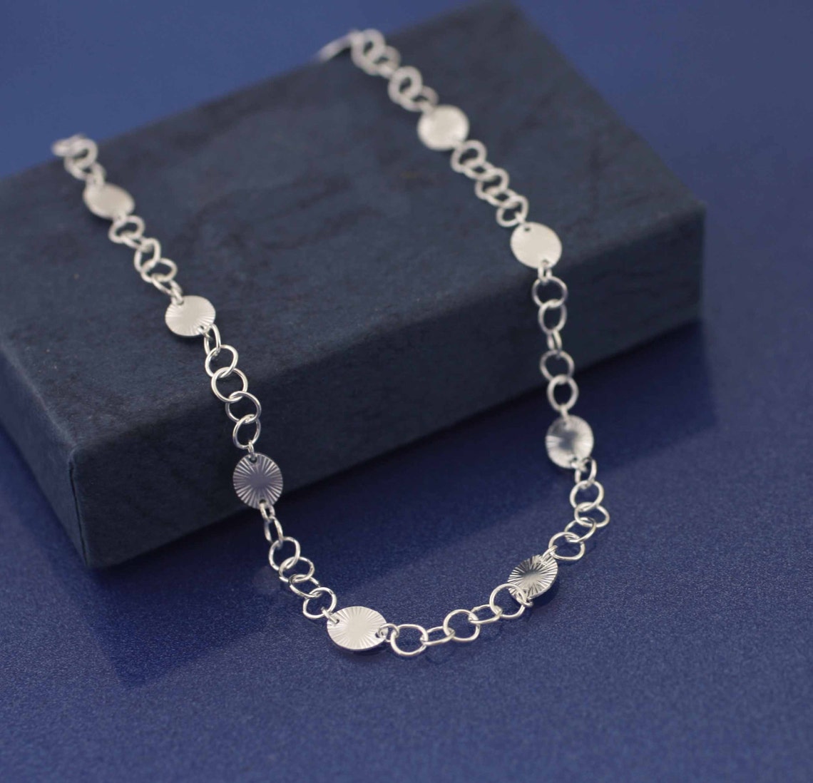Silver Anklet Bracelet Sterling Silver Anklet Diamond Disc - Etsy