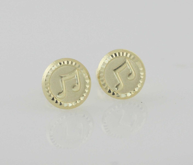 14k Musical Note Stud Earrings 14K Gold Musical Note | Etsy