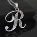 Letter R Necklace, Sterling Silver Initial Necklace, Silver Initial ...