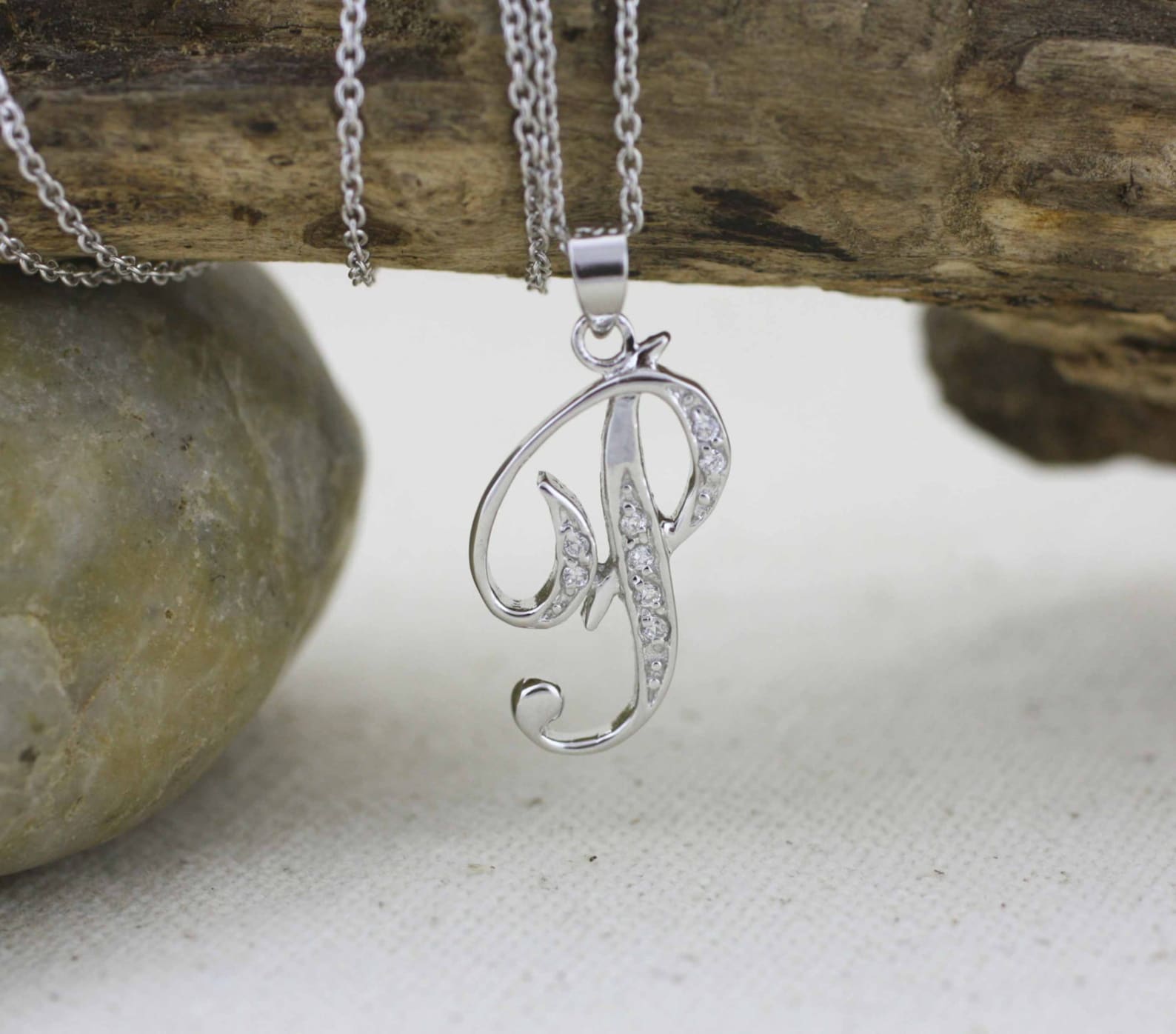 Letter P Necklace Sterling Silver Initial Necklace Silver | Etsy