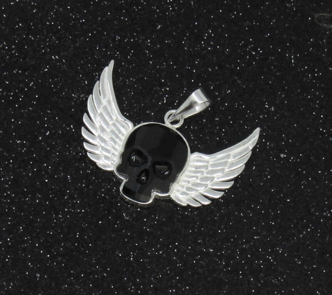 Sterling Silver Skull Necklace Black Skull Necklace Solid - Etsy