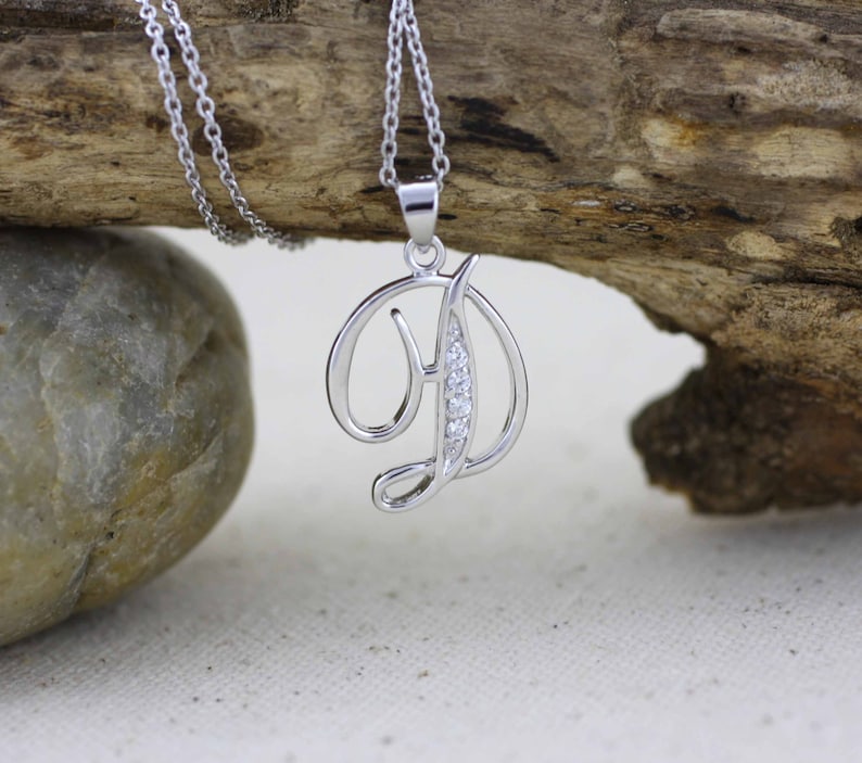 Letter D Necklace, Sterling Silver Initial Necklace, Silver Initial ...