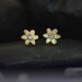 14K Gold Atom Stud Earrings, Gold Atom Stud Earrings With Cz, 14K Gold ...