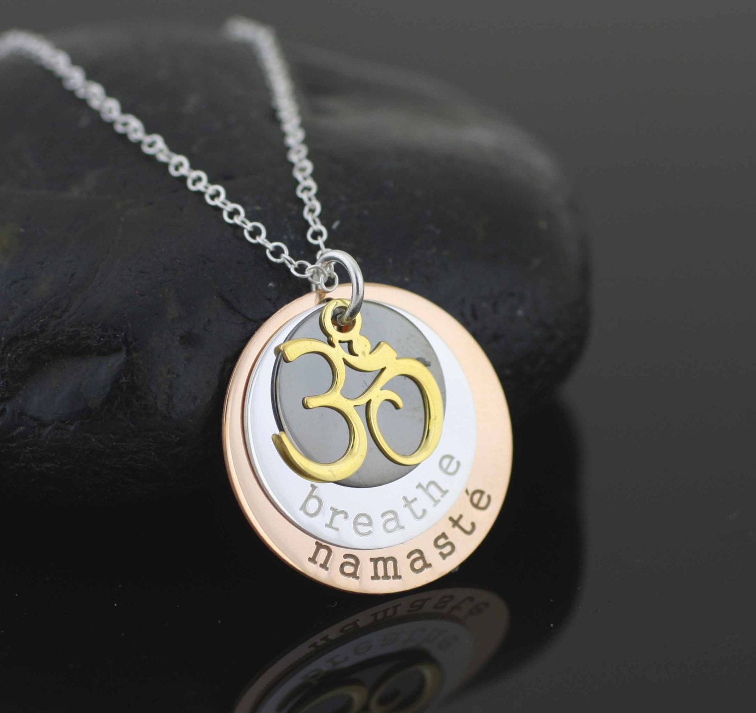 Namaste Necklace Sterling Silver Namaste Necklace Silver Tri | Etsy