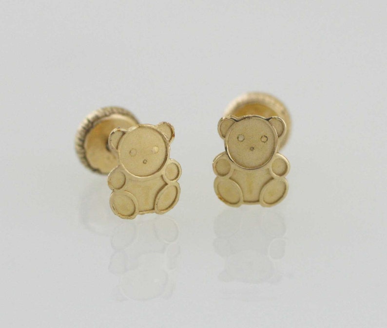 14K Gold Teddy Bear Stud Earrings 14K Teddy Bear Stud | Etsy